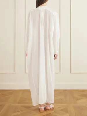 LES VACANCES D’IRINA Gathered Cotton Maxi Dress