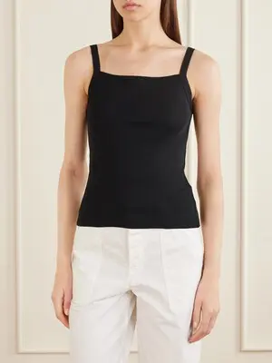 FLORE FLORE Organic Cotton Square Neck Tank Top - Black