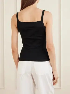 FLORE FLORE Organic Cotton Square Neck Tank Top - Black