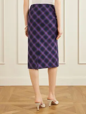 SHUSHU/TONG Checked Cotton-blend Midi Skirt