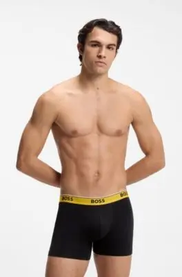 BOSS Three-pack Of Stretch-cotton Boxer Briefs With Logo Waistband - Black