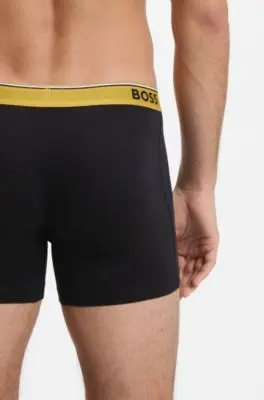 BOSS Three-pack Of Stretch-cotton Boxer Briefs With Logo Waistband - Black