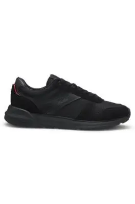 Hugo Monogram Jacquard Sneakers With Faux-suede Trim