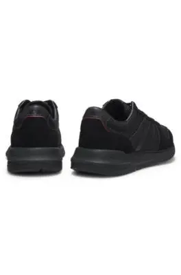 Hugo Monogram Jacquard Sneakers With Faux-suede Trim