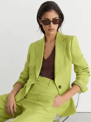REISS Jodie Textured-weave Single-breasted Blazer