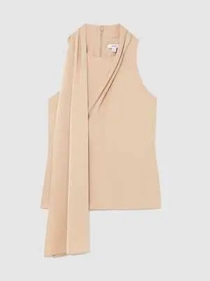 REISS Taylor Draped Sleeveless Top - Neutral