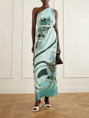 La DoubleJ Printed Silk Satin Maxi Dress