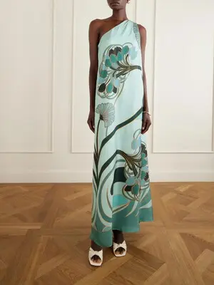 La DoubleJ Printed Silk Satin Maxi Dress