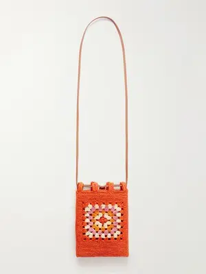 Loewe Crocheted Raffia Bucket Bag - Orange