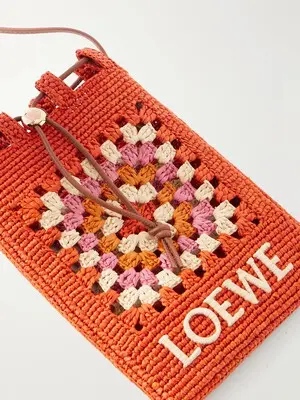 Loewe Crocheted Raffia Bucket Bag - Orange