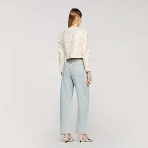Sandro Embellished Sequined Cropped Jacket