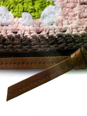 Miu Miu Crochet Zipper Pouch - Brown