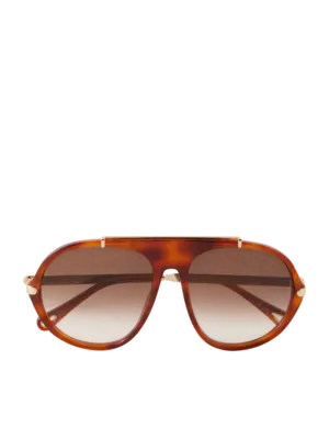 Chloé Chloé Aly Aviator Acetate Sunglasses Tortoiseshell