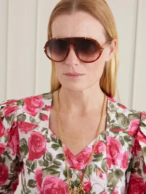 Chloé Aly Aviator Acetate Sunglasses - Tortoiseshell