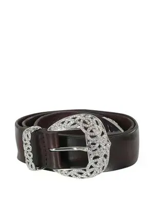 ORTIGNI Leather Belt With Rhinestone Embellished Buckle