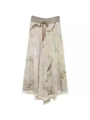 ZIGGY CHEN Graphic Print Maxi Skirt - Neutrals