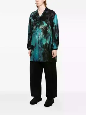 Yohji Yamamoto Graphic-print Camp-collar Shirt