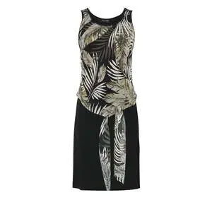 CONQUISTA Sleeveless Printed Layer Dress With Tie Detail