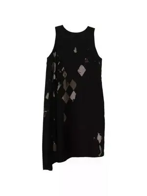Y’s Asymmetrical Argyle Print Dress
