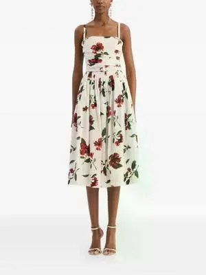 Oscar De La Renta Floral Cotton Poplin Dress