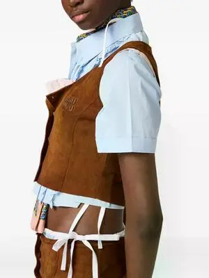 Miu Miu Waxed Suede Cropped Vest