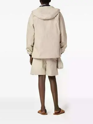 Miu Miu Panama Cotton Bermuda Shorts With Leather Tie