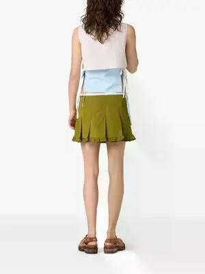 Miu Miu Poplin Pleated Mini Skirt - Green