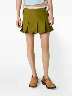 Miu Miu Poplin Pleated Mini Skirt - Green