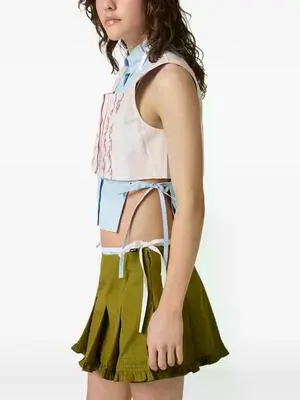 Miu Miu Poplin Pleated Mini Skirt - Green