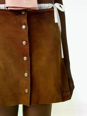 Miu Miu Waxed Suede Mini Skirt - Brown