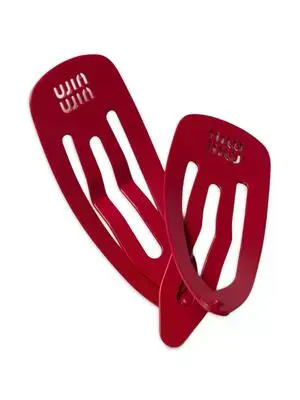 Miu Miu Logo-perforated Hair Clips - Red