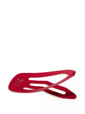 Miu Miu Set Of 2 Perforated Logo Hair Clips - Red