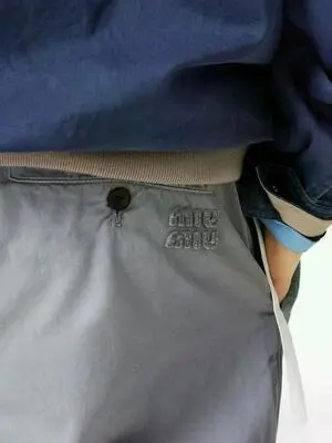 Miu Miu Garment-dyed Twill Pants - Grey