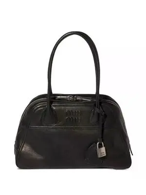 Miu Miu Vivant Nappa Leather Bowling Bag - Black