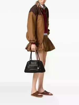 Miu Miu Vivant Logo-embossed Leather Tote Bag - Black