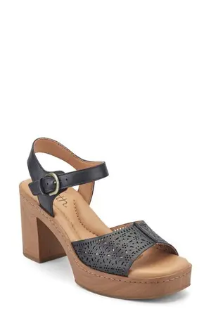 Earth Quinty Ankle Strap Platform Sandal - Black
