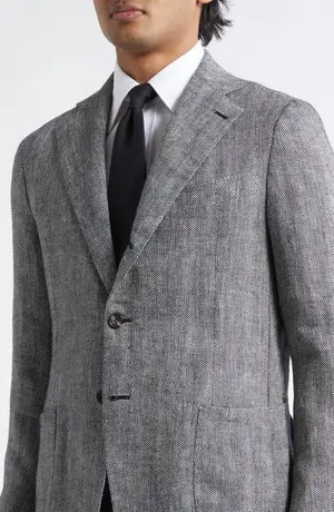 J. MUESER Waverly Linen Herringbone Sport Coat