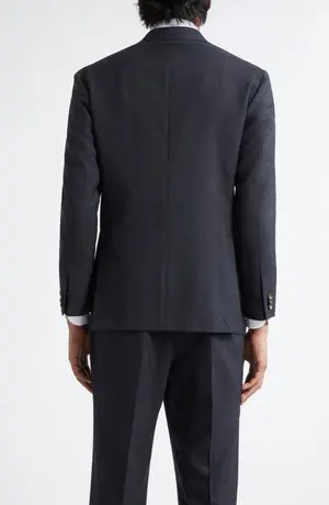 J. MUESER Double Breasted Virgin Wool Hopsack Blazer
