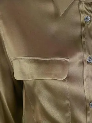 ARCHIVIO '67 Silk Satin Shirt With Flap Pockets - Green