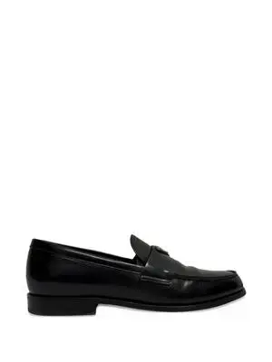 Prada Logo Plaque Brushed Loafers - Black