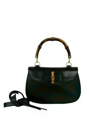 Gucci Calfskin Bamboo Night Satchel - Black