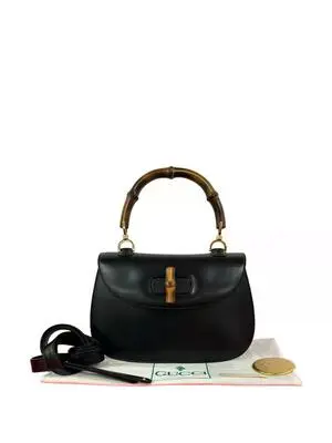 Gucci Calfskin Bamboo Night Satchel - Black