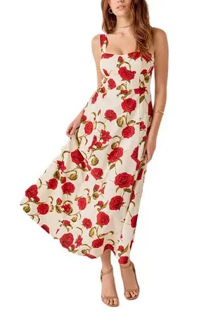 MARSY Rose Print Maxi Dress