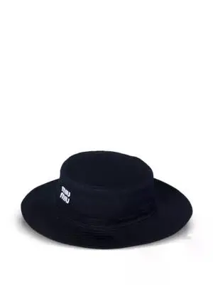 Miu Miu Embroidered Logo Drill Bucket Hat - Blue