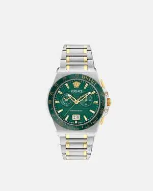 Versace Greca Reaction Chronograph Watch - Silver