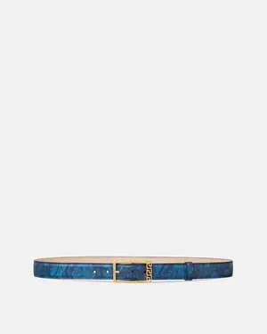 Versace Greca Printed Leather Belt - Blue