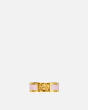 Versace Medusa Icon Ring With Greca Motif - Pink+gold