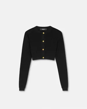 Versace Jacquard Stretch Viscose Knit Crop Cardigan