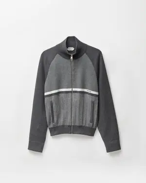 Versace Embroidered Jacquard Cotton Knit Zip Sweater