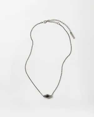 Versace Ellittica Necklace With Colored Glass Stone And Medusa Hardware - Silver